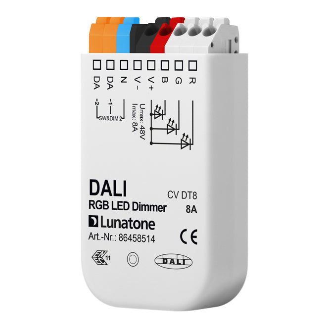 86458514 DALI RGB PWM LED dimmer CV 12-48VDC 8A DT8 — KNXSolution